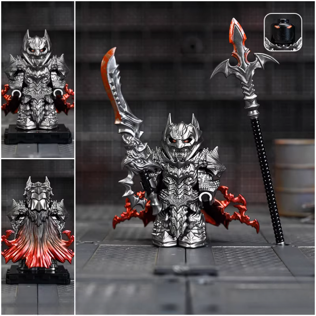 Batman Berserk Dark Knight Minifigure (Berserk Armor, Great Axe & Blood ...